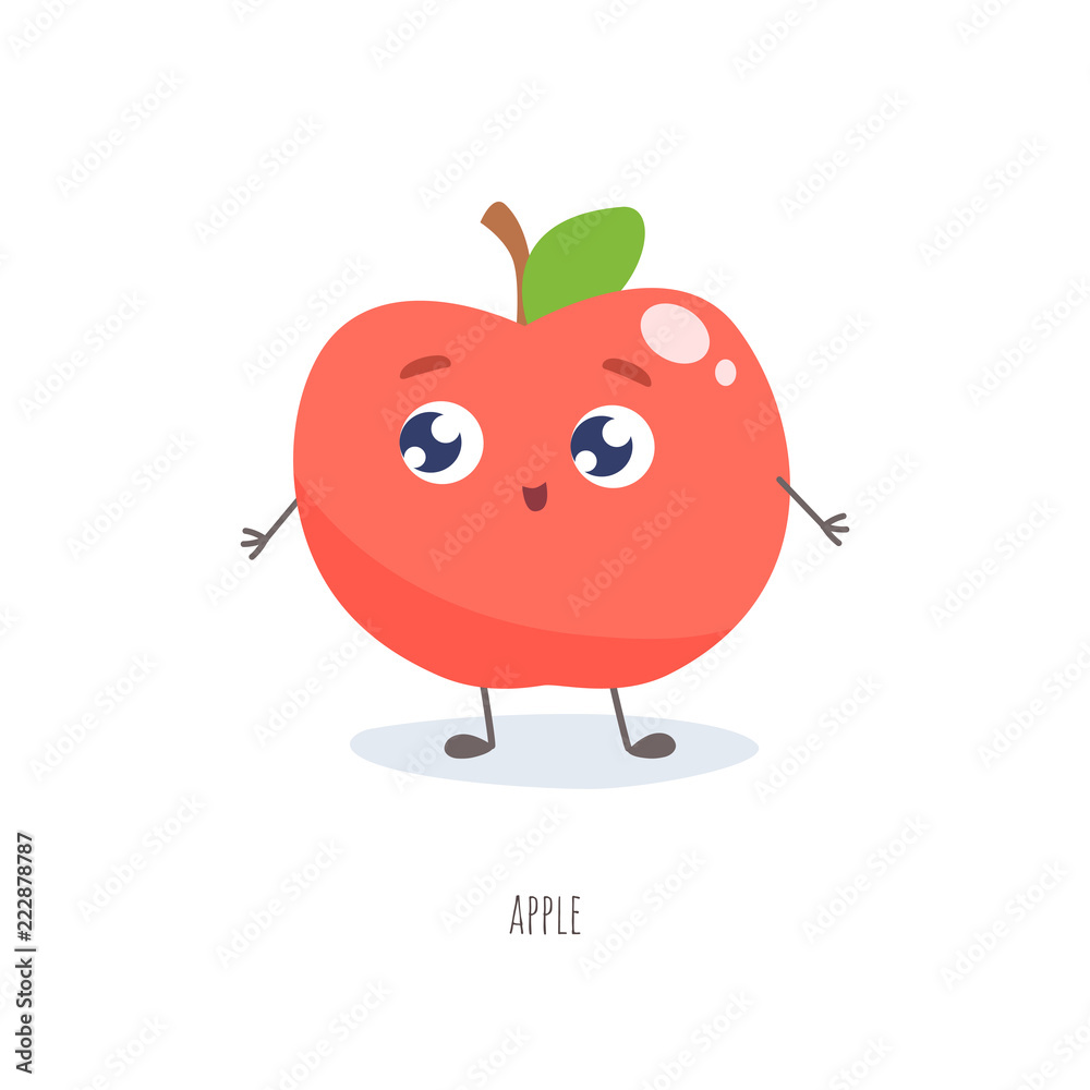 Cute cartoon apple vector illustration. Stock Vector | Adobe Stock