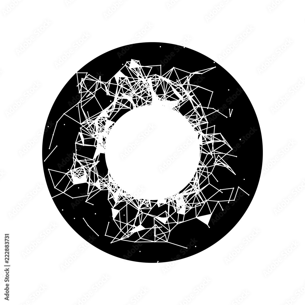 Black circle. Futuristic technology style. Background vector. Plexus ...