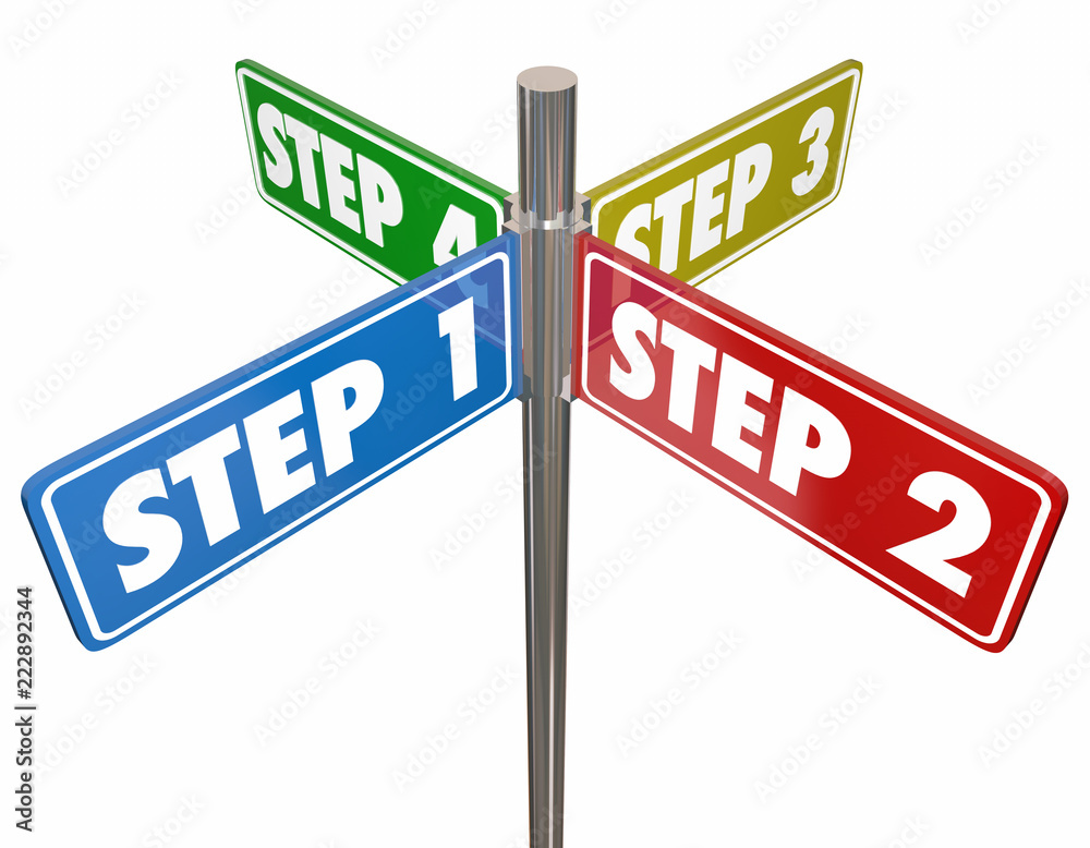 Steps 1 2 3 4 Instructions How To Procedure Signs 3d Illustration ...