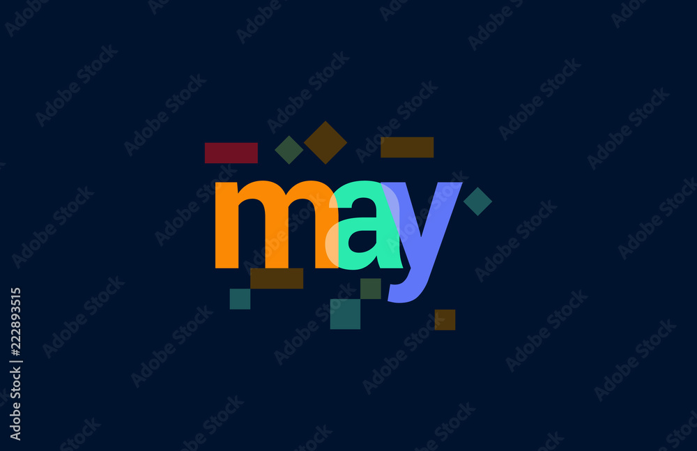 May Colourful Overlapping Vector Letter Design in Dark Background Stock ...