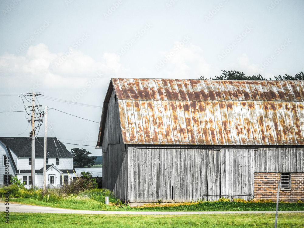 Beautiful photograph of a weathered old barn with rusted tin roof and ...