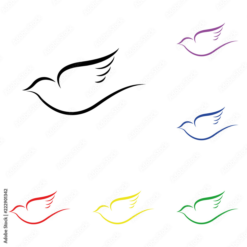 Elements of dove in multi colored icons. Premium quality graphic design ...