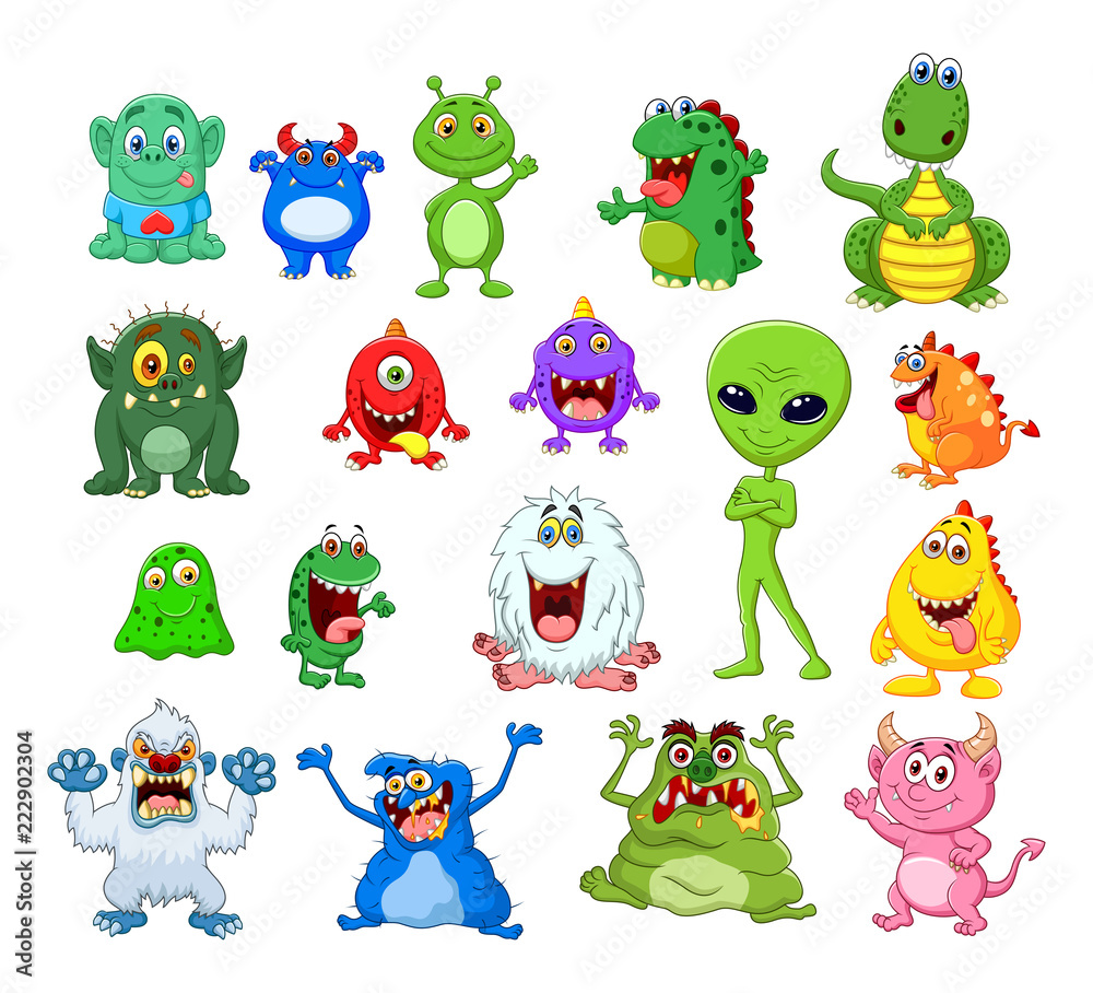 Cartoon monster collection set Stock Vector | Adobe Stock