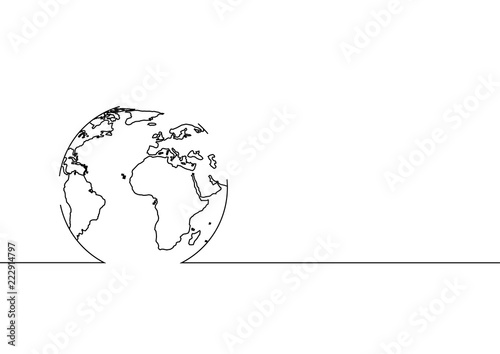 Continuous line drawing of Global network connection. Vector ...