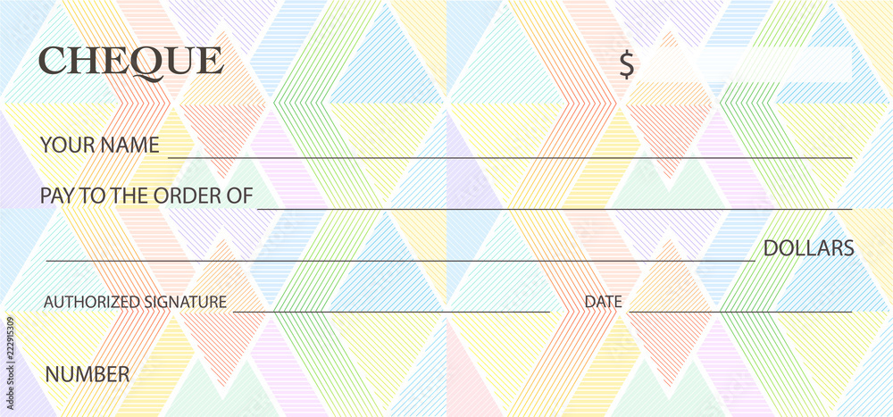 Check (cheque), Chequebook template. Guilloche pattern with abstract ...