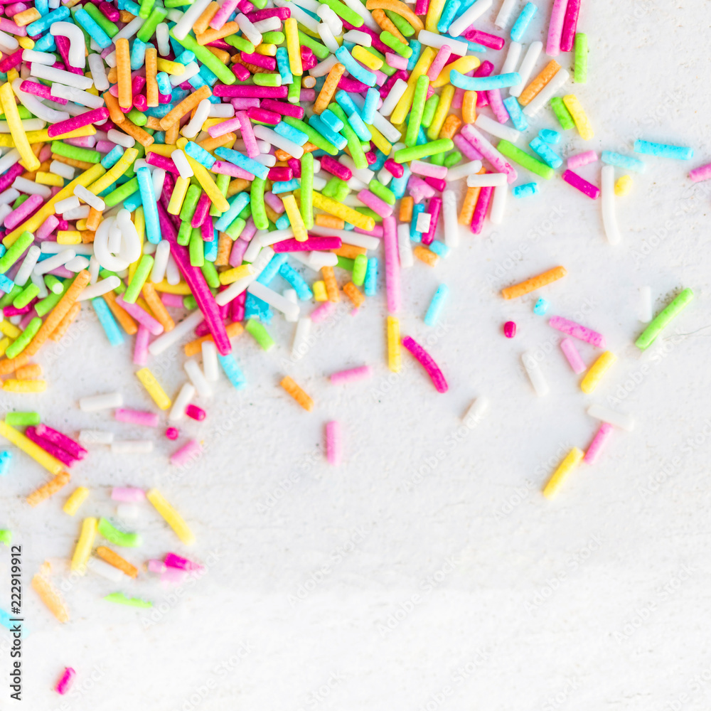 Sugar sprinkles on a white background as decoration for cake and bakery ...