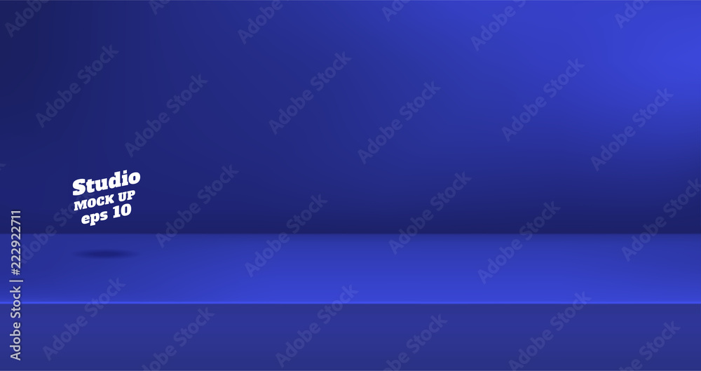 Vector,Empty vivid navy blue color studio table room background ...
