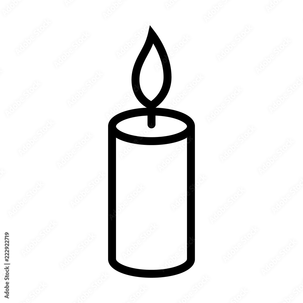 Lit wax candle / candlestick line art vector icon for apps and websites ...