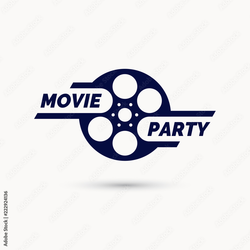 Movie party emblem. Modern cinema sign, vector illustration Stock ...