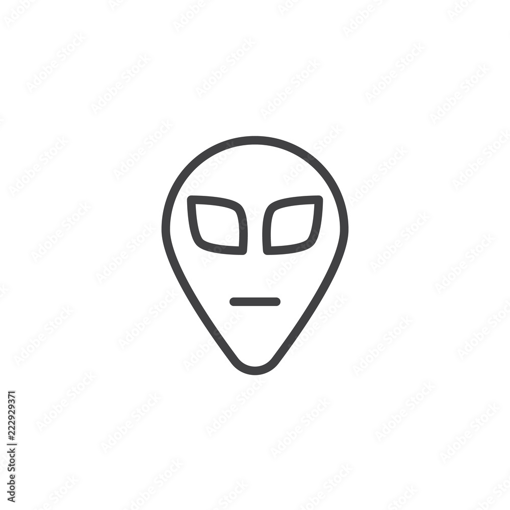 Extraterrestrial alien face outline icon. linear style sign for mobile ...