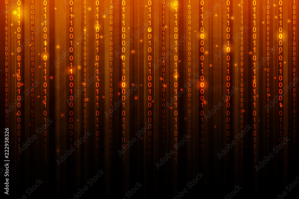 orange gradient color with binary code, abstract background Stock ...