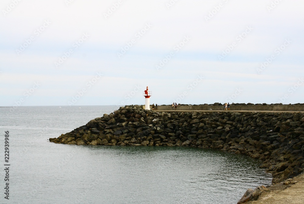entrée du port de bourgenay en vendée avec le phare Stock Photo | Adobe ...