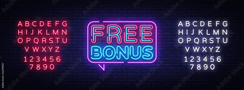 Free Bonus Neon Text Vector. Bonus neon sign, design template, modern ...