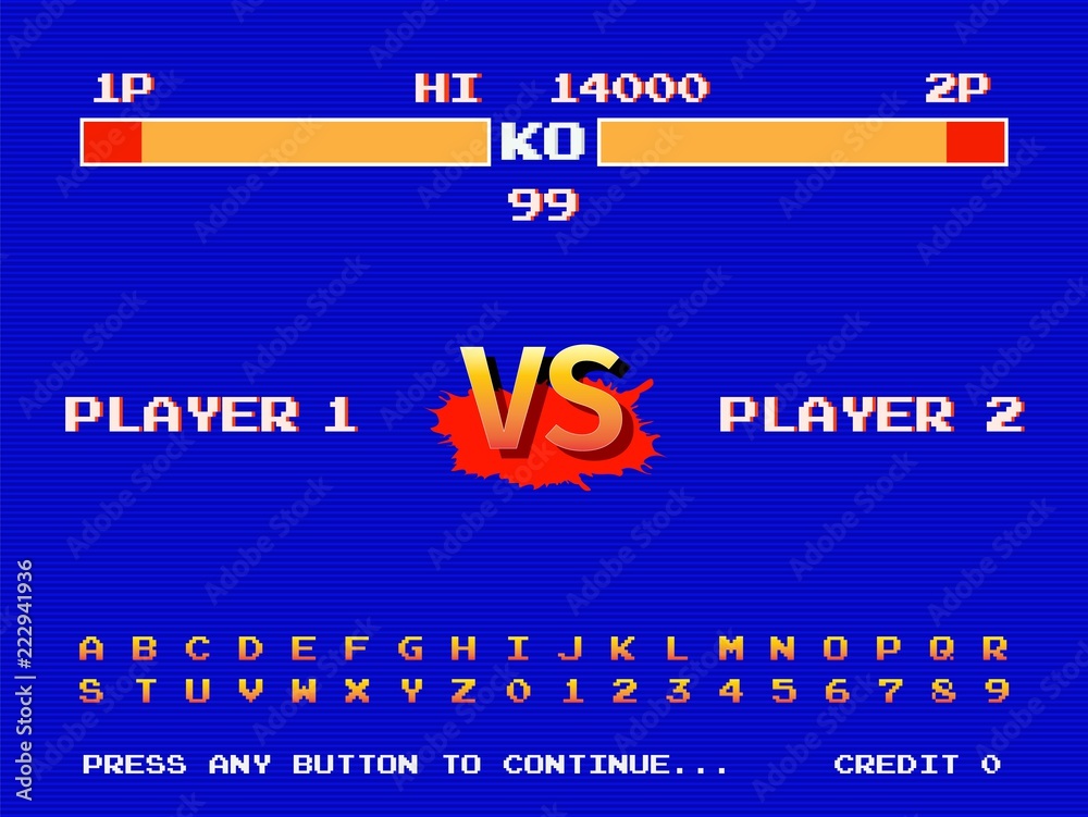 Screen retro game arcade machine. Template of fighting arcade. Vector ...