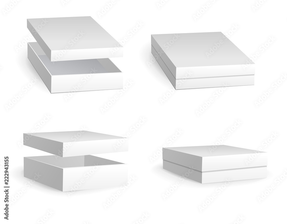 Set of small white cardboard boxes mockups. Template for product ...