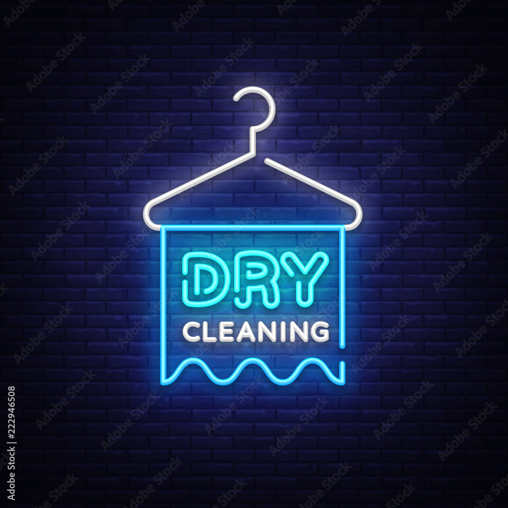 Dry Cleaning neon sign vector. Dry Cleaning Design template neon sign ...