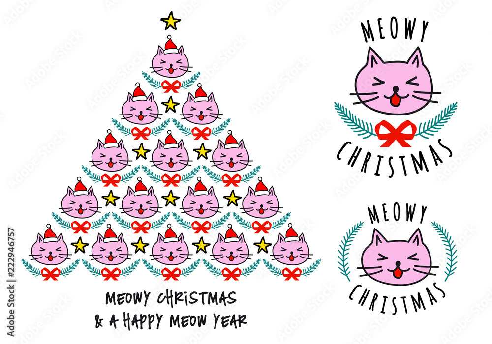 Cat Christmas tree, vector Stock Vector | Adobe Stock
