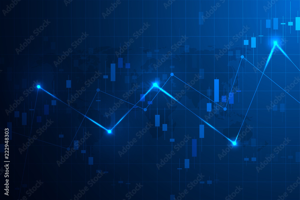 Stock exchange chart market investment trading with world map. Trading ...