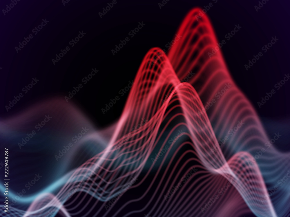 Big data abstract visualization: business charts analytics. 3D Sound ...