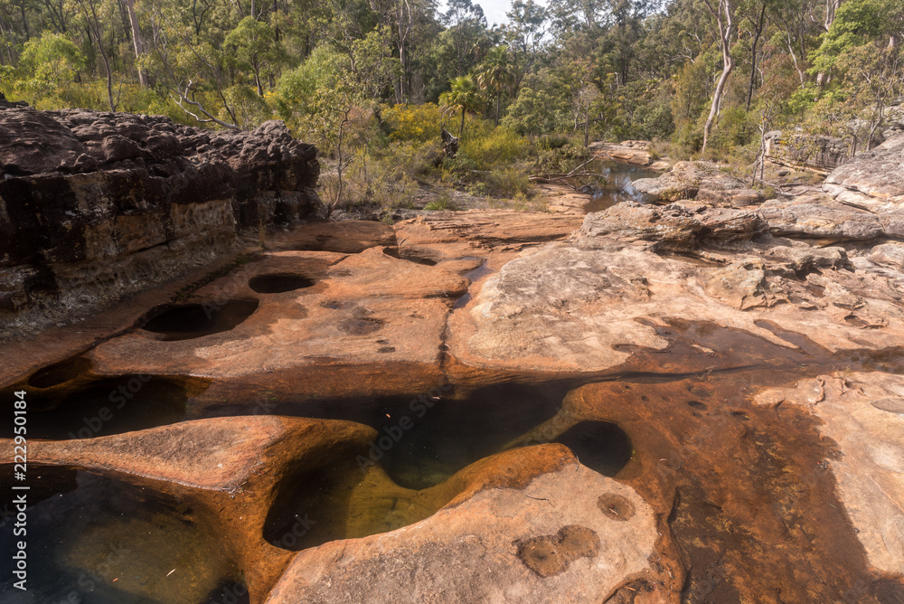 Deep rock pools in the bed of the dry Mimosa Creek, Blackdown Tableland ...