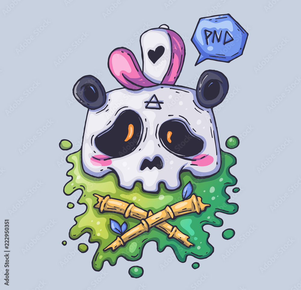 cute panda skull in a cap. Cartoon illustration for print and web ...