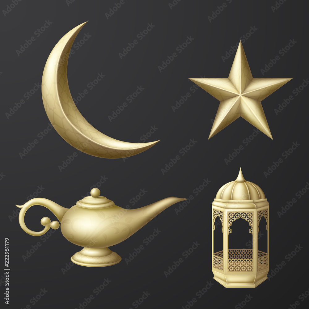 Islamic culture icons collection set Stock Vector | Adobe Stock