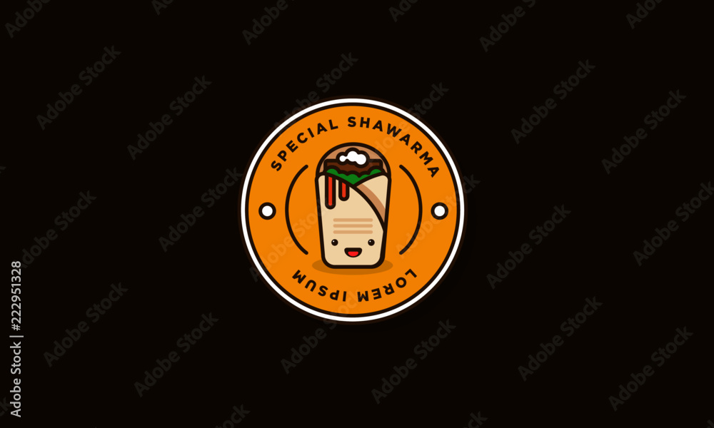 Shawarma Badge and Sticker Vector Illustration in Flat Style Line Art ...