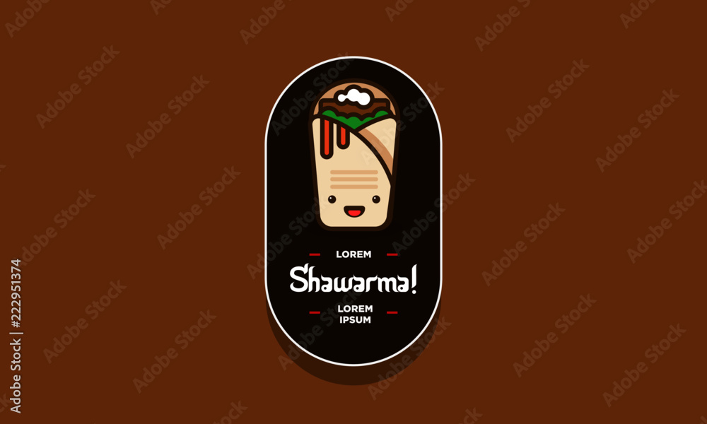 Shawarma Badge and Sticker Vector Illustration in Flat Style Line Art ...