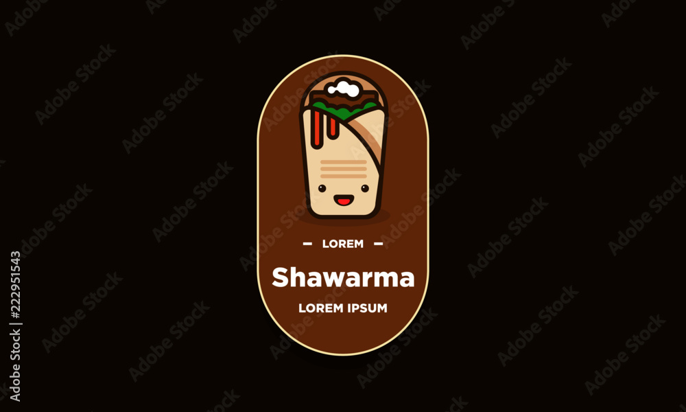 Shawarma Badge and Sticker Vector Illustration in Flat Style Line Art ...