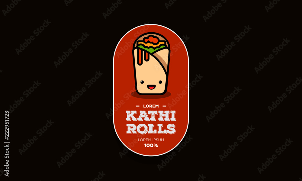 Kathi Badge and Sticker Roll Vector Illustration in Flat Style Line Art ...