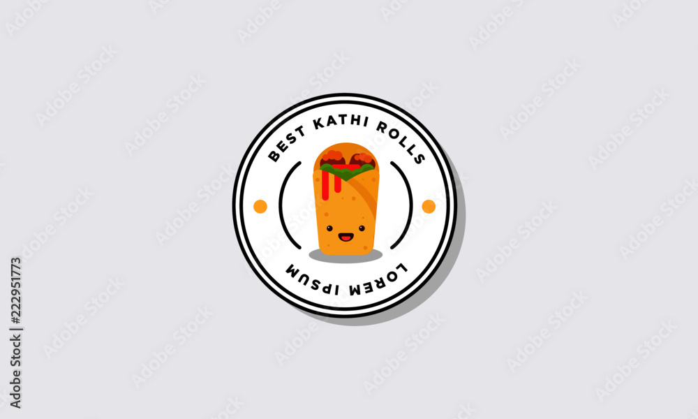 Kathi Badge and Sticker Roll Vector Illustration in Flat Style Line Art ...