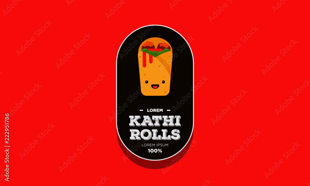 Kathi Badge and Sticker Roll Vector Illustration in Flat Style Line Art ...