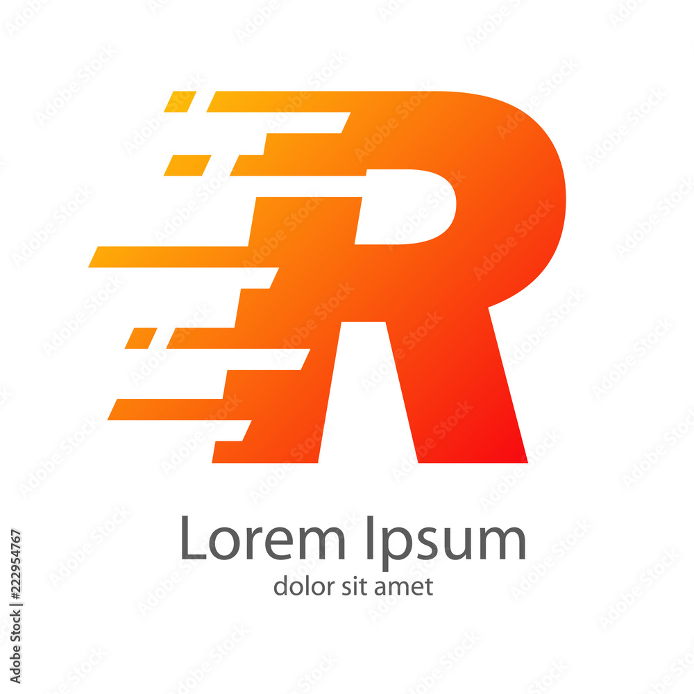 Logotipo letra R estilo velocidad color naranja Stock Vector | Adobe Stock