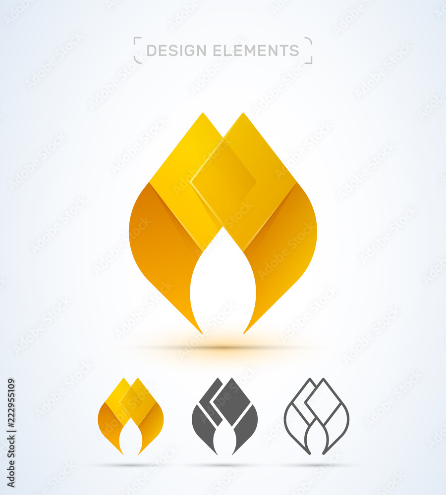 Vector abstract letter M logo design template. Material design, origami ...