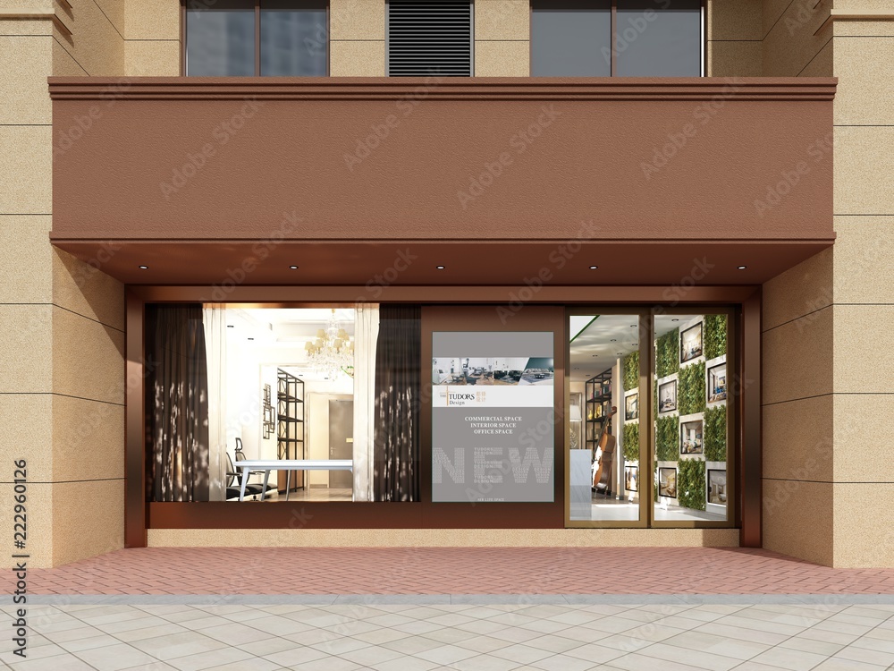 3d render of store exterior view ilustração do Stock | Adobe Stock