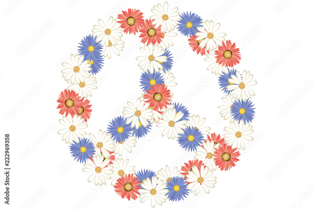 Corona De Flores Con El Símbolo De La Paz