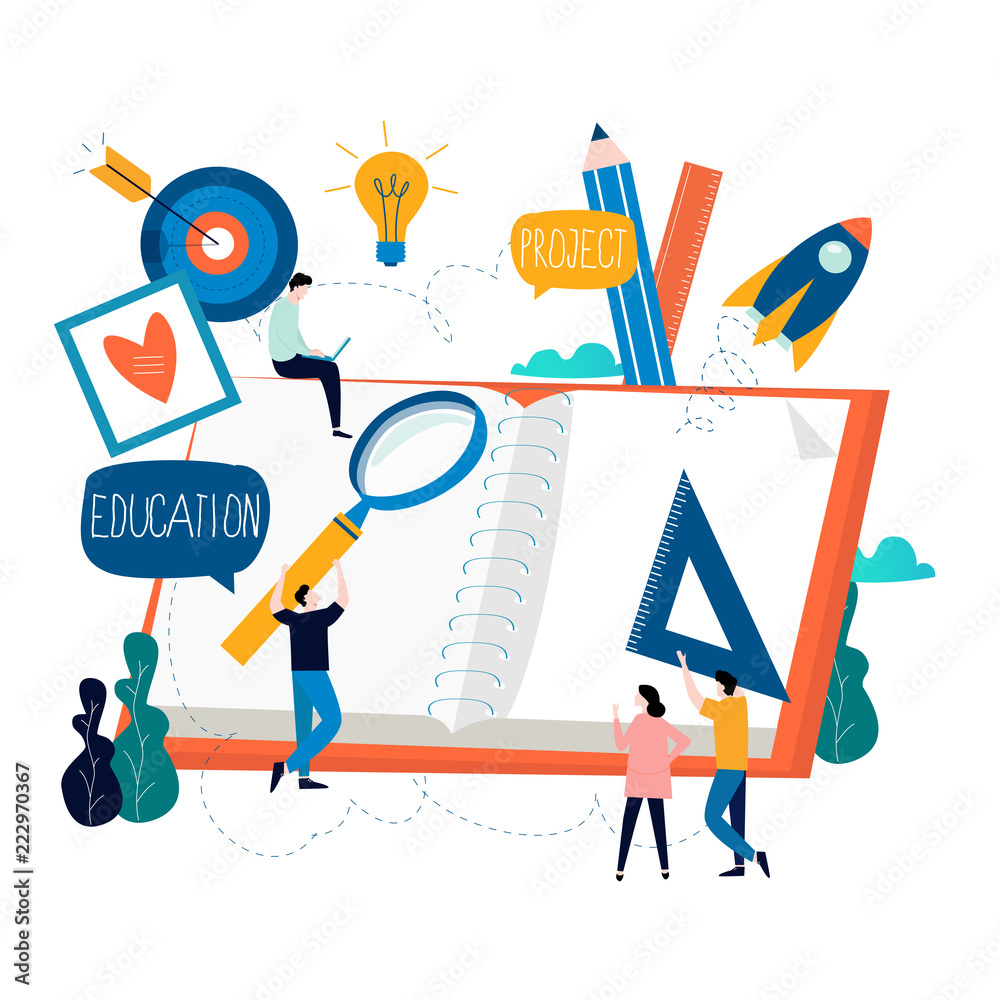 Education, online training courses, distance education flat vector ...