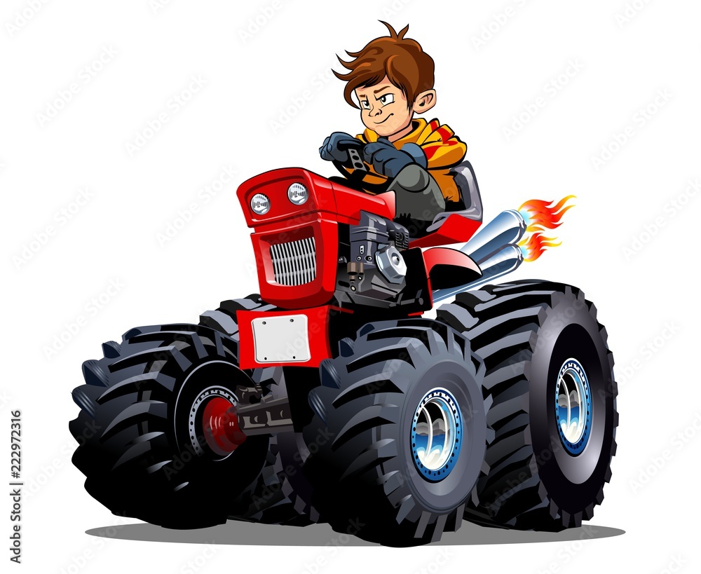 Vector Cartoon Tractor isolated on white background Stock Vector ...