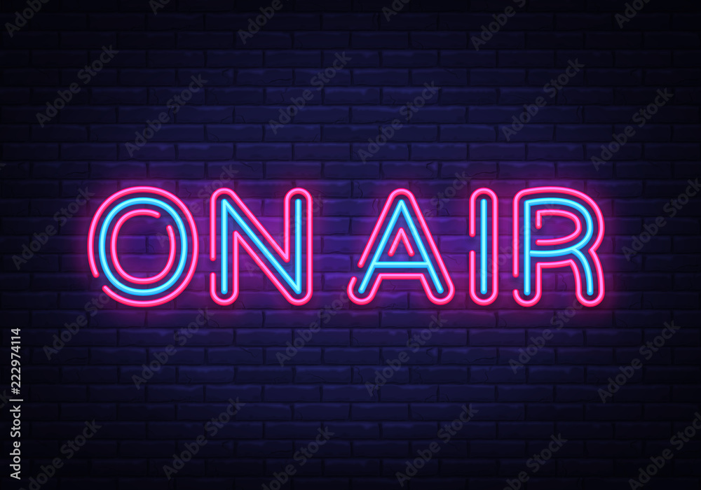 On Air neon sign vector. On Air Radio Design template neon sign, light ...