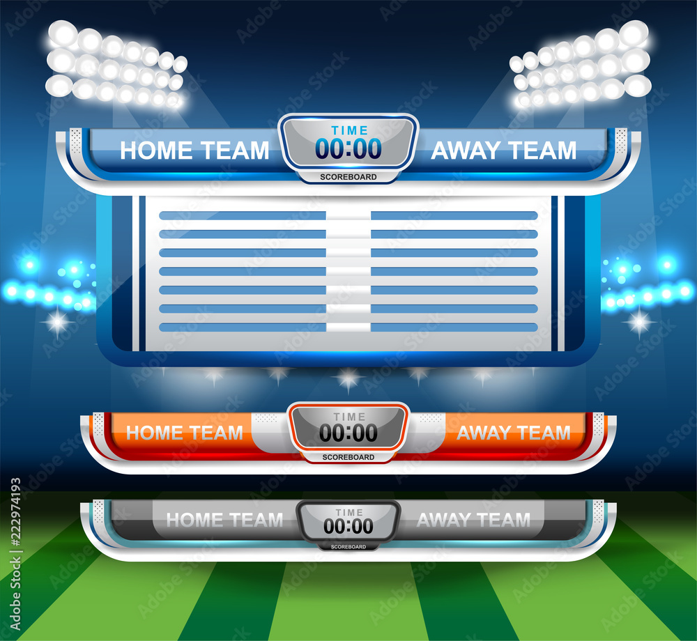 Scoreboard Broadcast Graphic and Lower Thirds Template for sport soccer ...