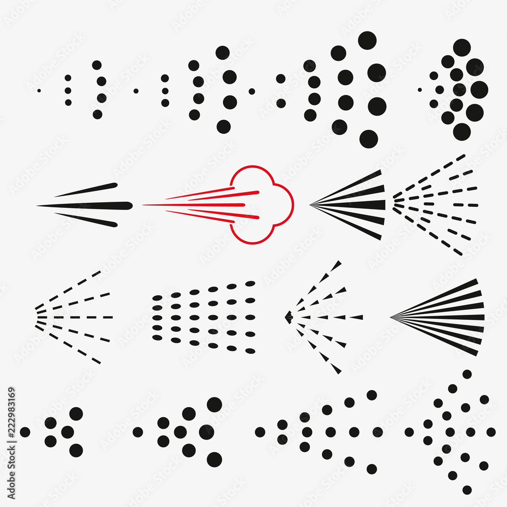 Spray icons set. Simple black fluid spray cloud symbols. spray vector ...