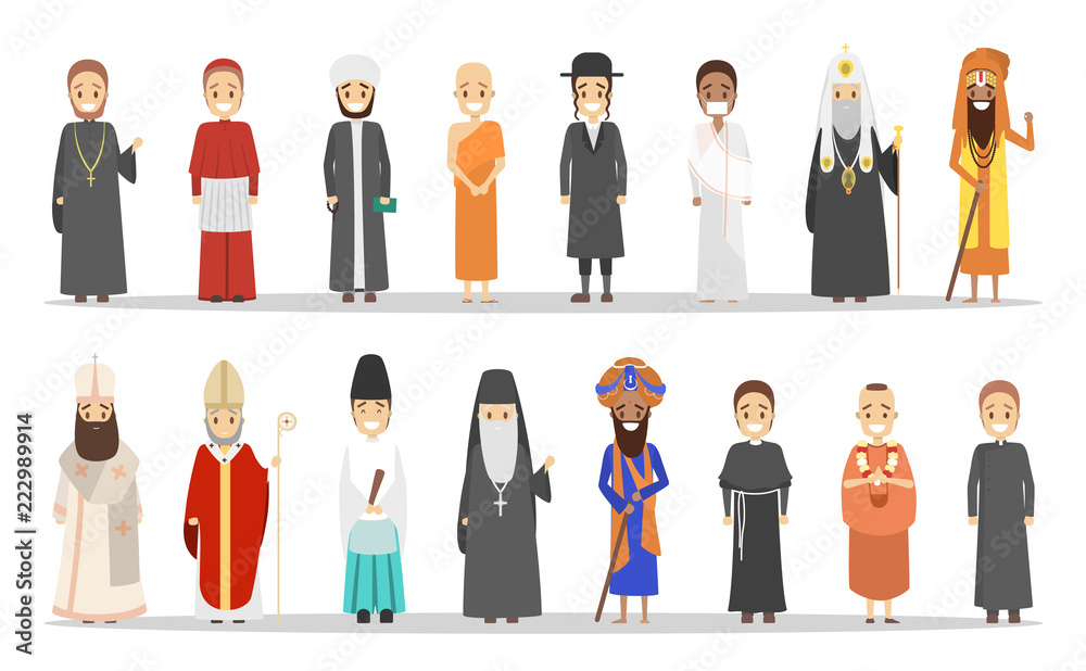 People of different religion. Collection of religious men Stock Vector ...