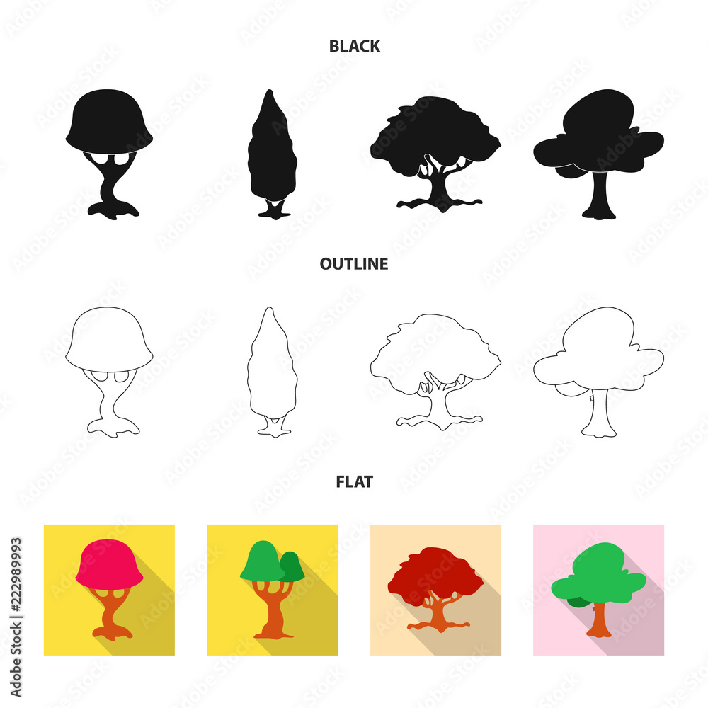 Vector illustration of tree and nature symbol. Set of tree and crown ...