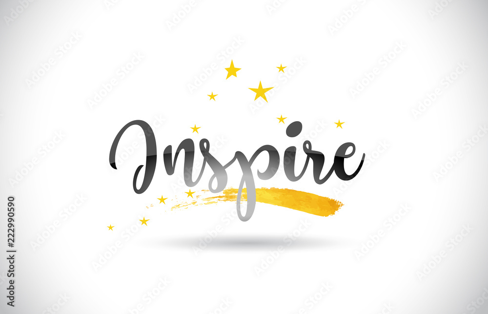 Inspire Word Vector Text with Golden Stars Trail and Handwritten Curved ...