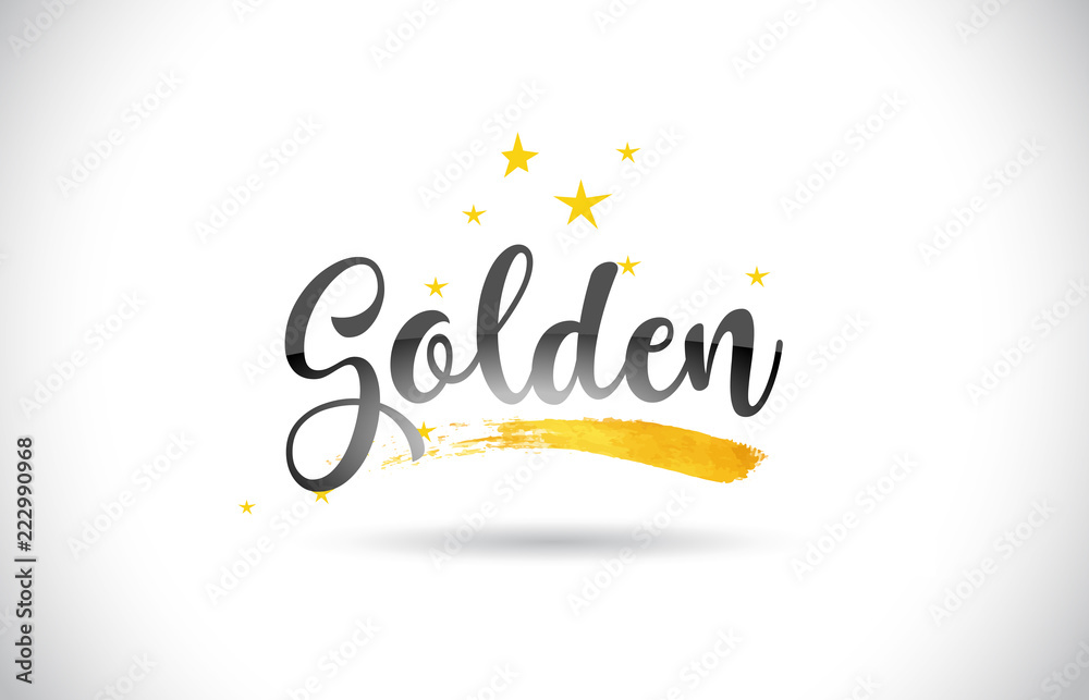 Golden Word Vector Text with Golden Stars Trail and Handwritten Curved ...
