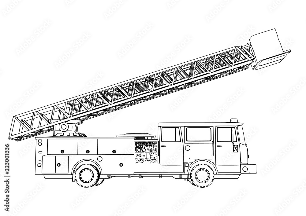 sketch of fire engine vector Stock Vector | Adobe Stock