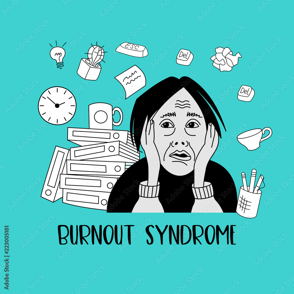 Mental health. Burnout syndrome. Mental disorder. Vector illustration ...