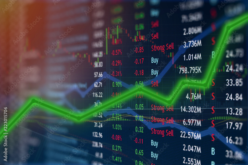 Investing and stock market concept gain and profits with faded ...