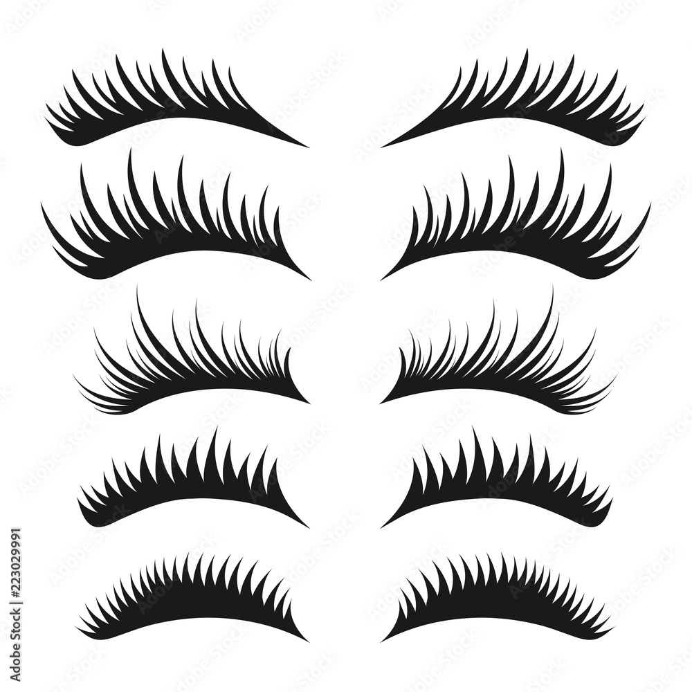Eyelashes set on white background, vector illustration. Stock Vector ...