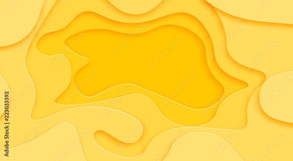 Shades of yellow background are cut from paper. Place for advertisement ...